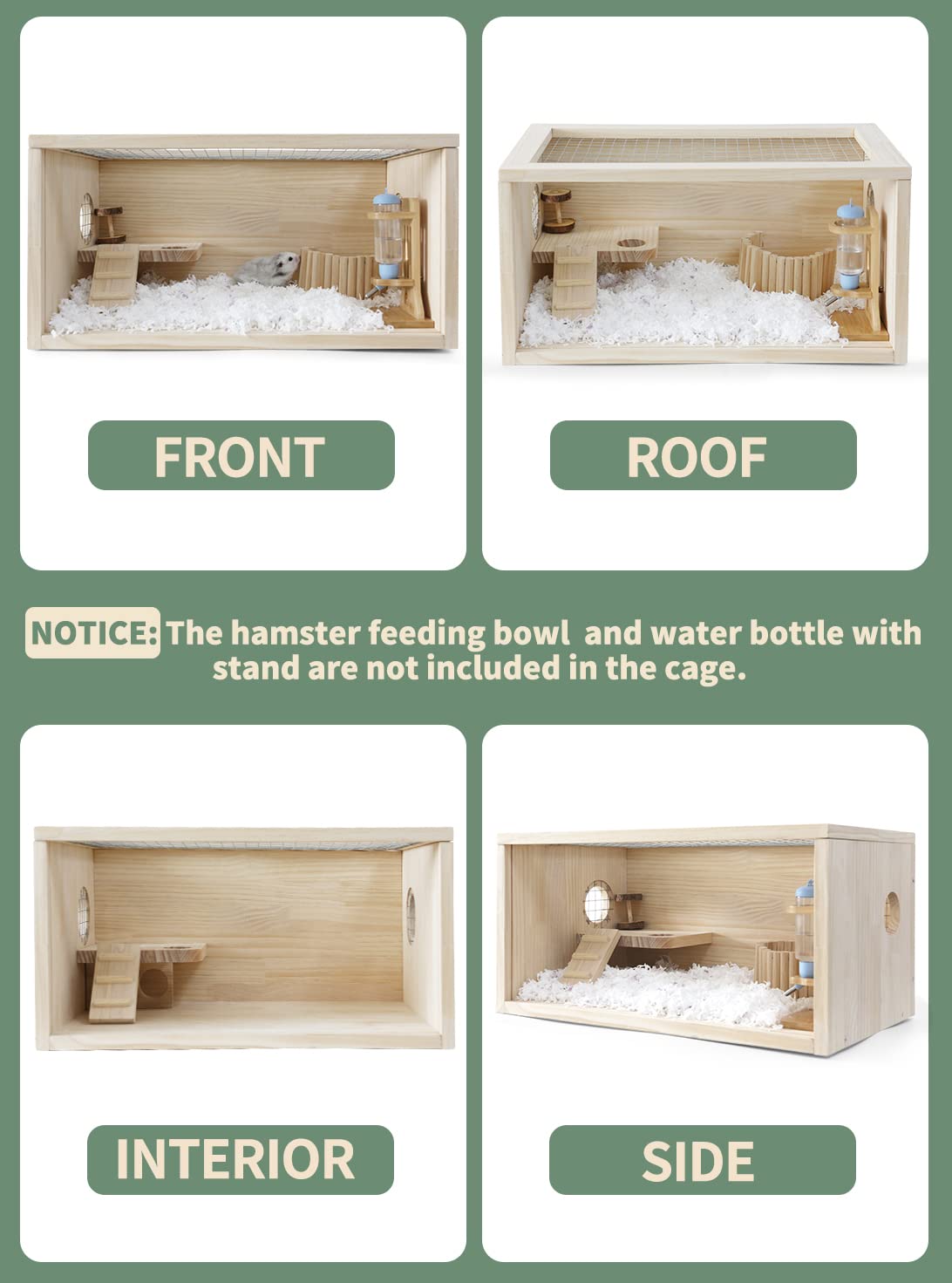 Rubor Wooden Hamster Cage Mice and Rat Habitat Small Animal Habitat for Rabbits, Guinea Pigs, Chinchillas with Openable Top and Large Acrylic Sheets