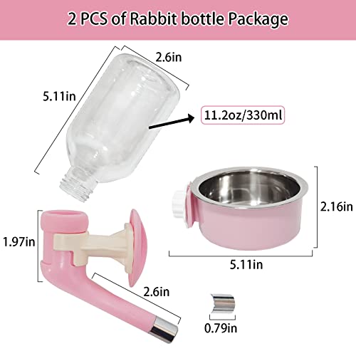 PINVNBY Rabbit Dog Water Bottle No Drip Hanging Chinchilla Water Dispenser Plastic Leak-Proof Bunny Waterer Suspended Small Pet Water Feeder for Ferret Hedgehog Squirrel Kitty Puppy (Pink)