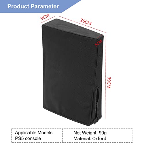 T Tersely Dust Cover for PS5 Console Anti-Scratch Waterproof Dust Sleeve Guard Cover Skin Ultra Soft Protective Case With Cable Port For SONY PlayStation 5 Digital Edition & Regular Edition (Black)