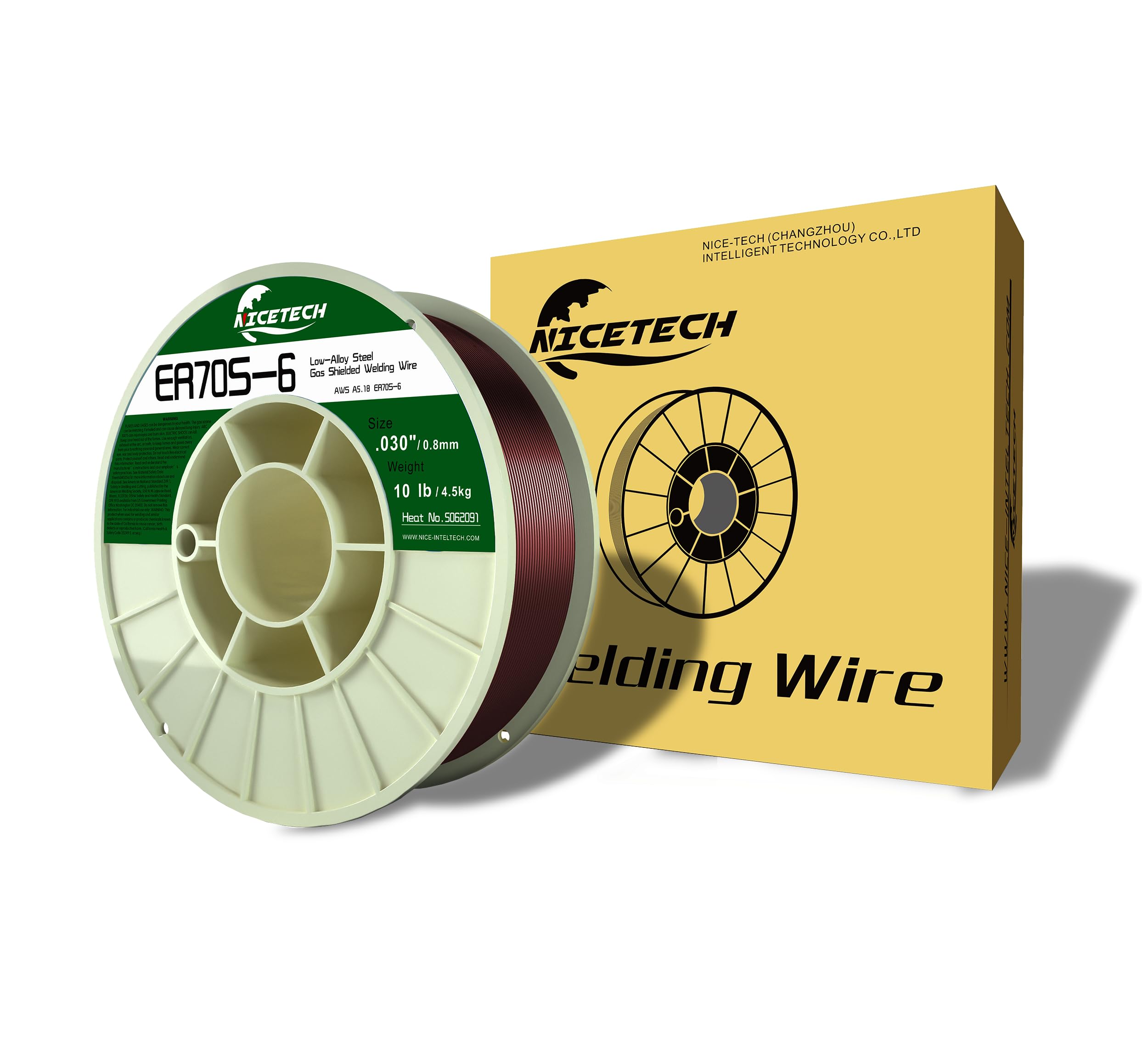 NICETECH, MIG Solid Welding Wire, Carbon Steel, ER70S-6 .030-Diameter, 10 Pounds Spool, Package of 1