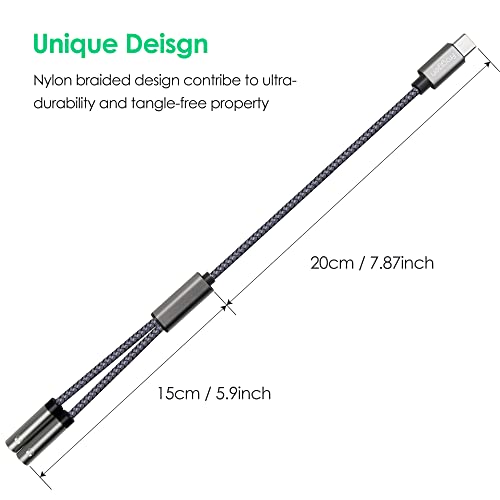 USB Type C to 3.5mm Female Headphone Jack Splitter, Dual Headphone Jack Adapter Compatible with iPad, Samsung S21 S20 S20+ Ultra, Google Pixel 4 3 XL