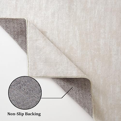 WESTLOOM Small Area Rug Washable Indoor Doormat 2x3 Non-Slip Modern Solid Rug Contemporary Throw Floor Carpet for Living Room Bedroom Kitchen, Cream