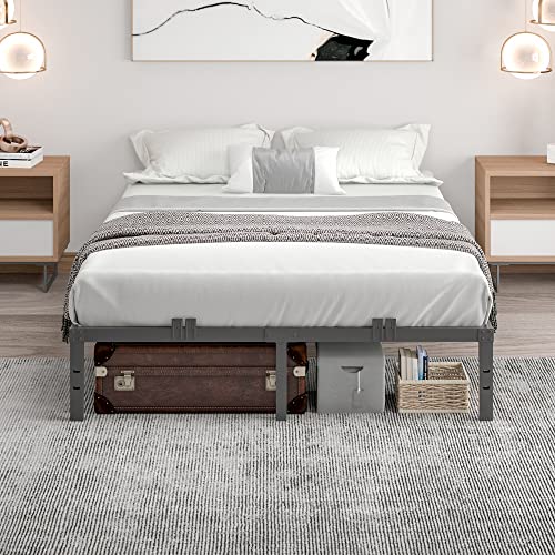 Umyder Queen Size Bed Frame with Steel Slats Support,Sturdy and Durable No Box Spring Needed 14 Inch High Metal Iron Platform Bedframes Black Heavy Duty 3500lbs,Noise Free,Easy Assembly