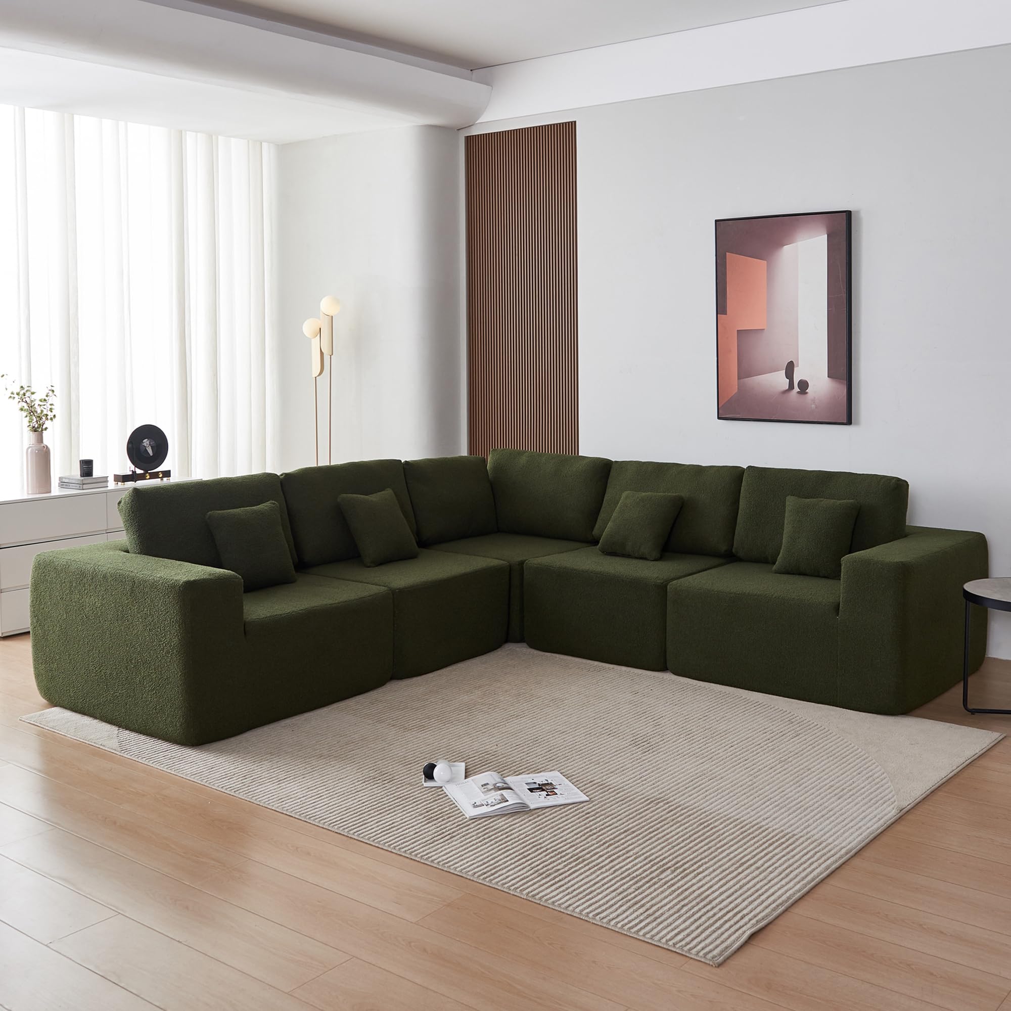 VASOENY 108.3 X 108.3'' Modular L Shaped Sectional Sofa, Oversized L Shaped Couch, Upholstered Foam-Filled Modern 5 Seat Corner Sofa with 4 Pillow for Living Room, Office, Apartment