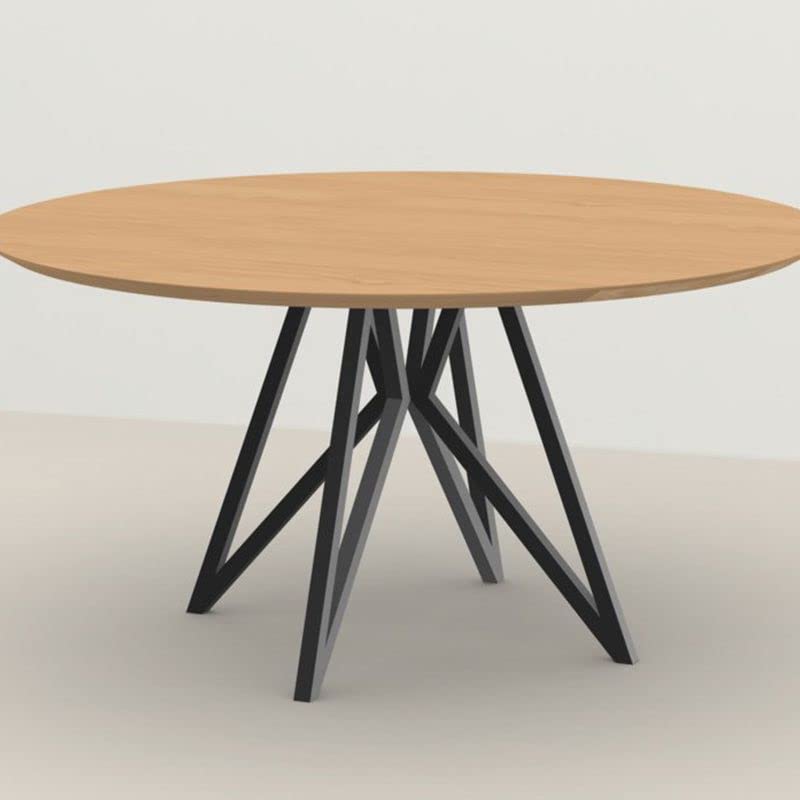 SUSUO Industrial Style Dining Table, 47.2" L x 47.2" W Rustic Solid Wood Dining Table with Black Metal Legs, Industrial Home Office Kitchen Furniture