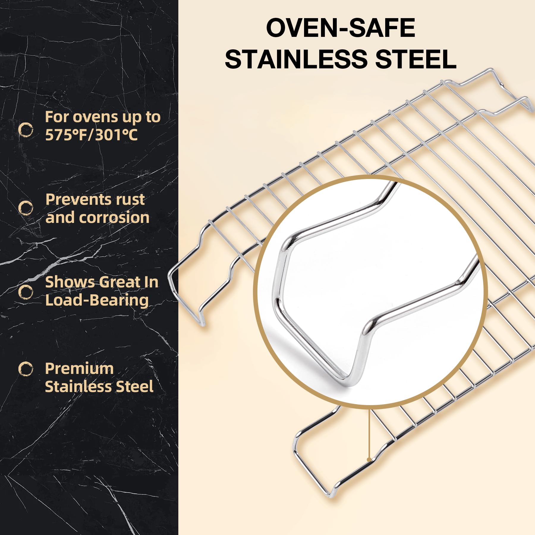 VBGK Cooling Rack,Grill Rack,Heavy Duty Stainless Steel Wire Rack for Baking, Grilling, Roasting, Drying, Nonstick Cooling Rack 11.81"x8.66" Oven & Dishwasher Safe, Compatible with Electric Cooktop