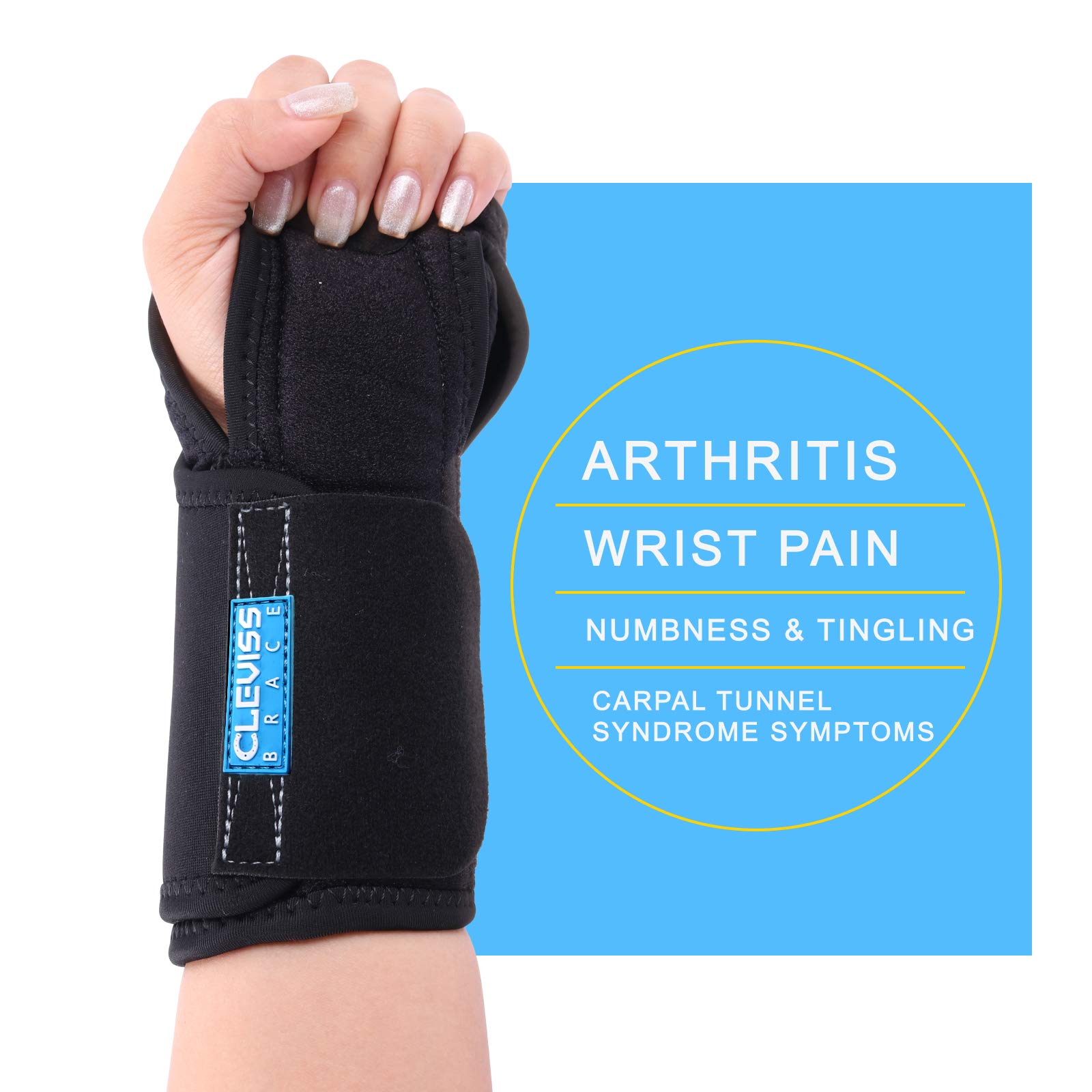Night Sleep Wrist Brace for carpal tunnel, Adjustable Wrist Pain support for Men and Women- Fits Left & Right Hand - Wrist Sleep Support Stabilizer with Aluminum Splint for Injuries,Sprain (Pink)
