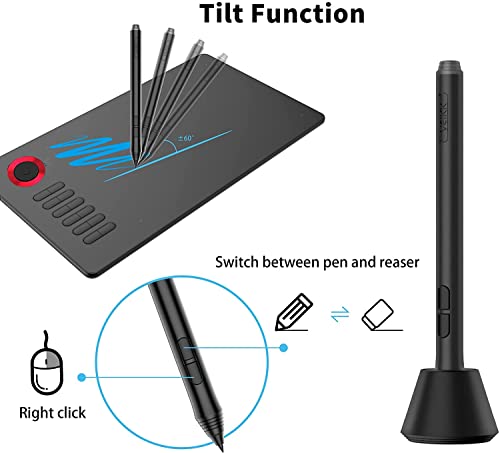 VEIKK A15Pro Graphics Drawing Tablet 10 x 6 Inch Digital Pen Tablet with 12 Shortcut Keys -1 Quick Dial and Battery-Free Passive Stylus,Supports Tilt Function,for Mac/Chrome/Windows/Linux/Android OS