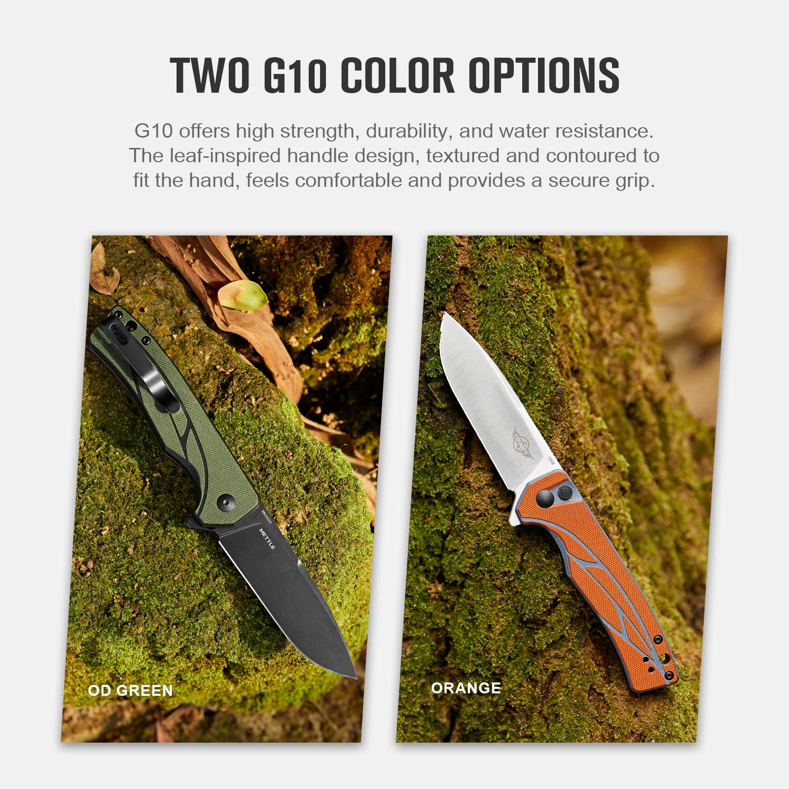 OKNIFE Mettle EDC Pocket Knife, 3.24 inch 154CM Folding Knife with Pocket Clip, G10 Handle Flipper Knife for Hunting, Camping and Work (Orange)