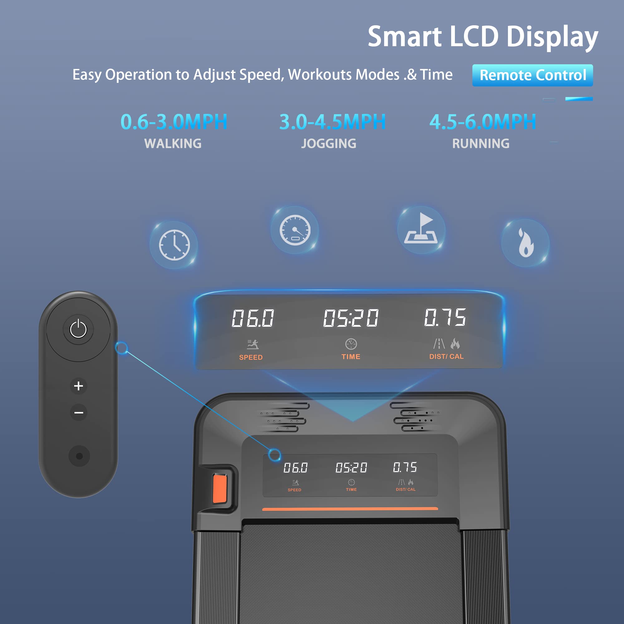 Pad Desk Treadmill, Under Desk Treadmill 2 in 1 Walking and Jogging with Remote Control and LED Display, 2.5HP Walking Jogging Machine Walking for Home and Office XCF345