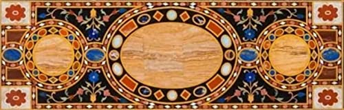 Pietra Dura Black Marble Inlay Rectangular 48" x 24" Inch Coffee Table Top, Stone Inlaid Top for Wall Decor, Breakfast Table Top, Living Room Furniture, Piece Of Conversation, Family HeirLoom
