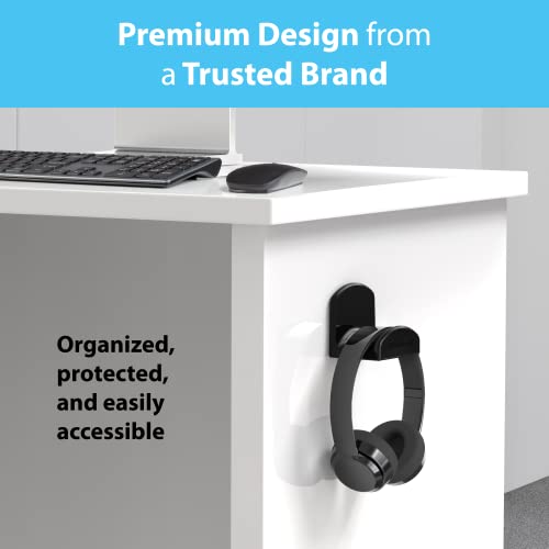 TotalMount Headphone Hanger β Includes Removable Adhesive Strips for Easy, Damage-Free Wall, Desk, or PC Mounting (Premium Black Headphone Hook β One Pack)