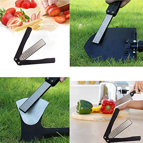 XILEWHZF 2 Pcs 400/600 Grit Portable Handheld Double Sided Sharpener Pocket Diamond Knife Sharpening Stone for Kitchen, Garden, Outdoor tools Fine/Coarse Grinding (Black/Orange)