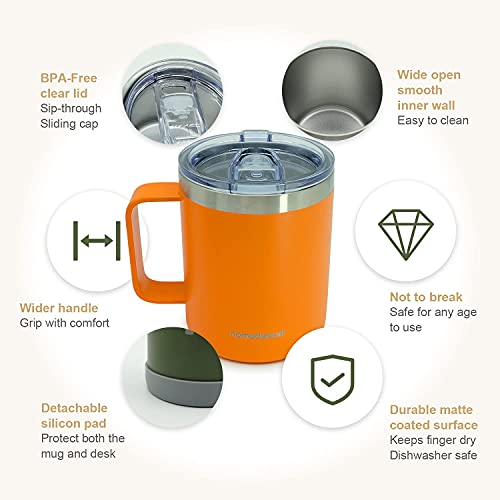 nomadwood Vacuum Insulated Stainless Steel Mug, Double Wall Tumbler with Handle and Lid, Custom Initial Letter Camp Cup (ArmyGreen, B)