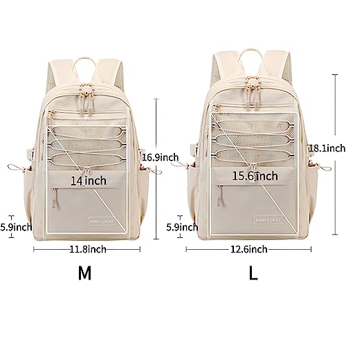 Verdancy Kawaii Backpack for Teens School College Students Travel Checkered Aesthetic Bookbag Schoolbag Casual Daypack (White, Small-Fit 14" Laptop)