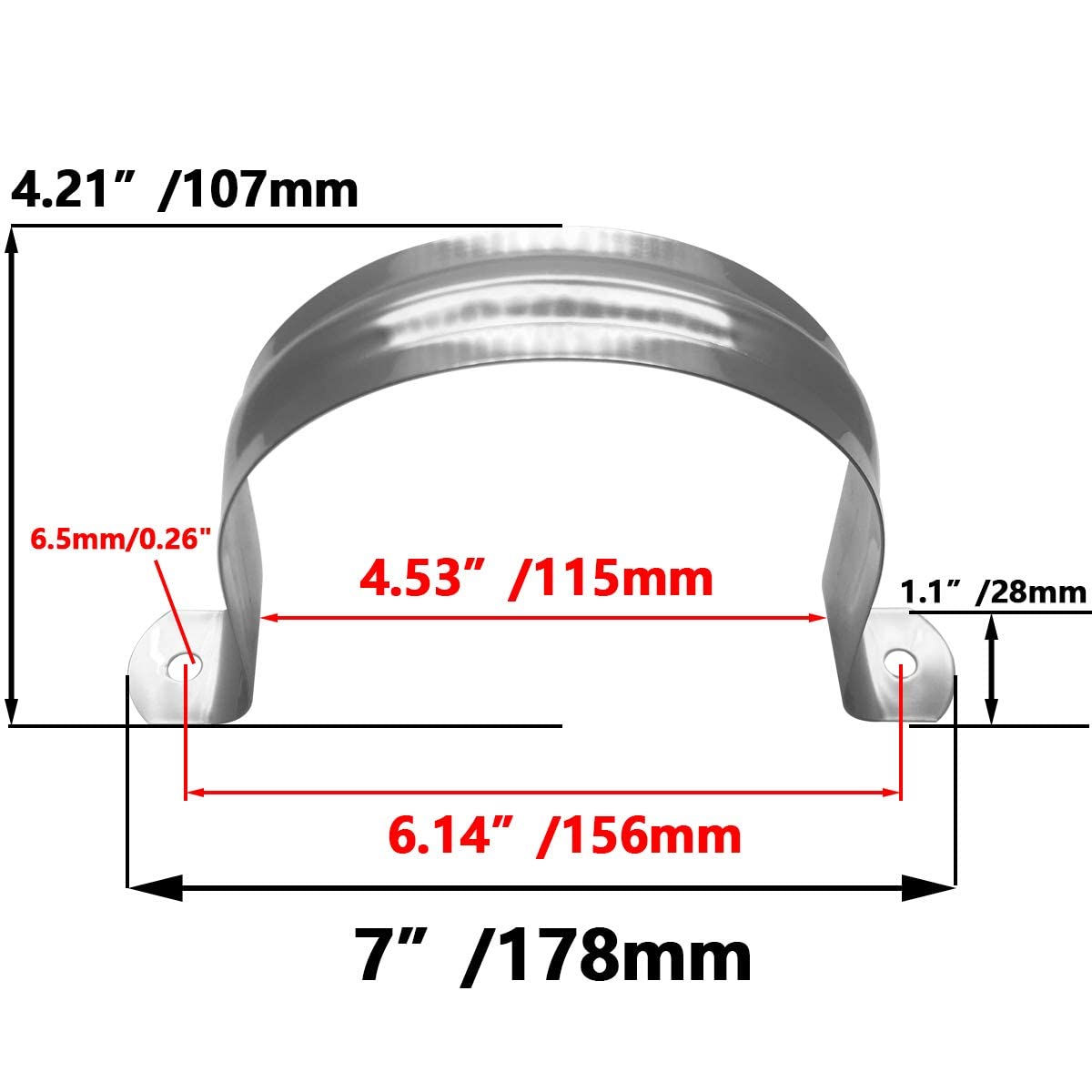 Nge 4inch Rigid Pipe Strap Clamp-Two Hole Strap-U Bracket Tube Clip-Stainless Steel Heavy Duty Pipe Fasten Holder-Secures Conduit,4Pcs(115mm)