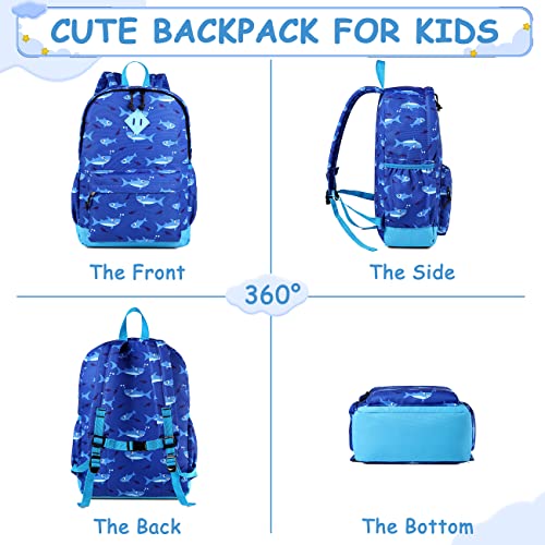 VASCHY Toddler Backpacks Boys, Lightweight Water Resistant Daycare Preschool Backpack for Little Boys and Girls w Chest Strap Ocean Shark