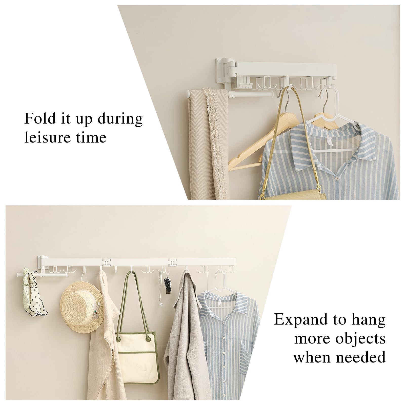 RFOUO Wall Mounted Clothes Drying Rack,Drying Rack Clothing Wall Mounted with foldable features(Tri-Fold),Space Saver,Wall Mounted Drying Rack for Laundry Balcony Bathroom (White)