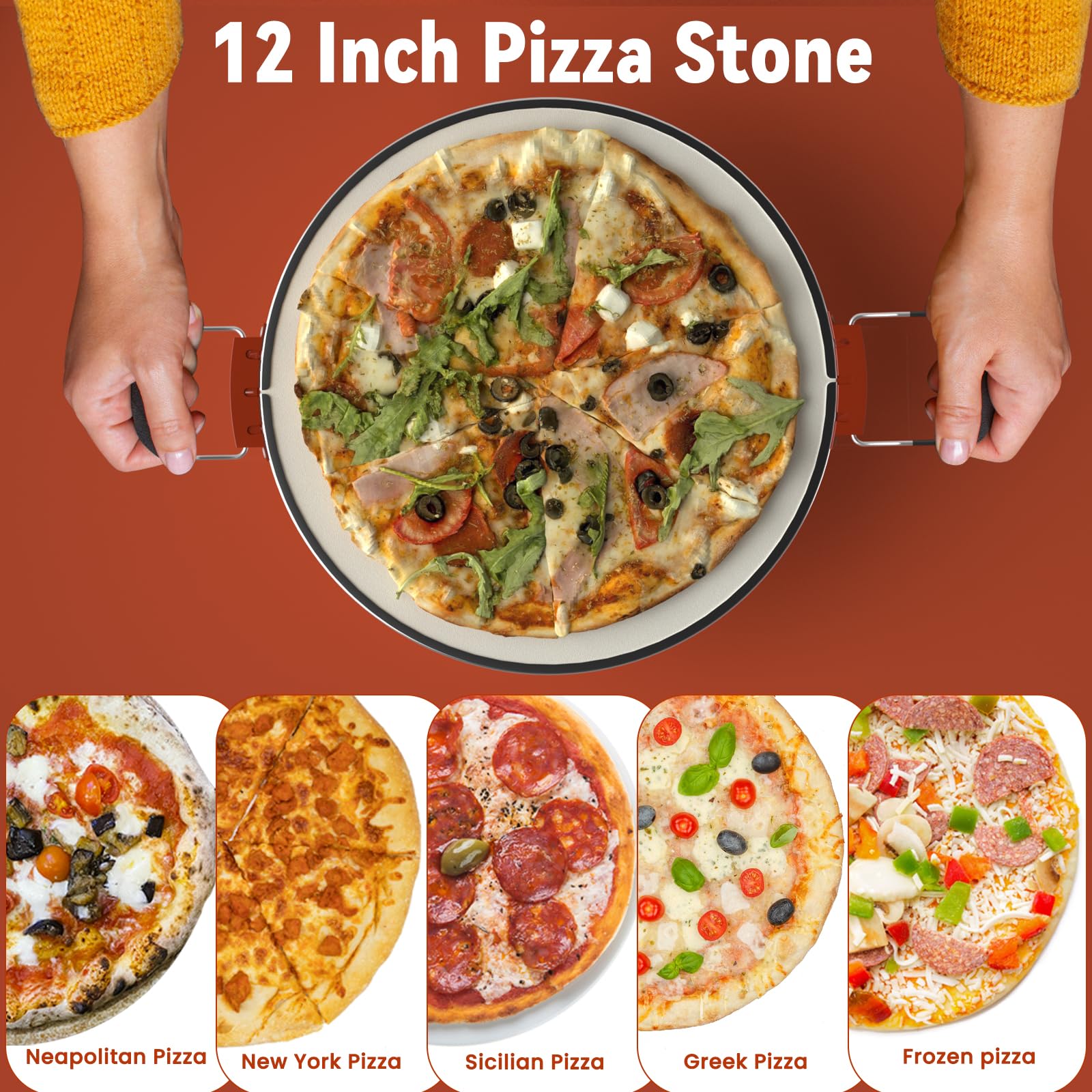 TMEDW Electric Pizza Oven, 12 inch Portable Pizza Oven Indoor, Countertop Pizza Maker with Wooden Pizza Paddles & Pizza Cutter