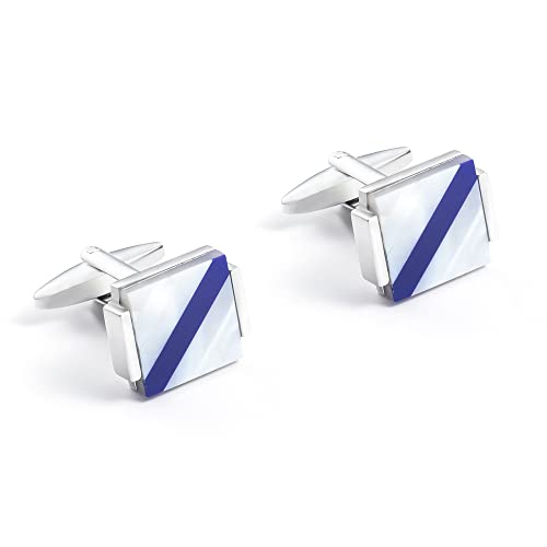 Men's tie Clip Cufflinks White Square Shell Zircon Metal Cufflinks Men's French Cuff Button Cufflinks