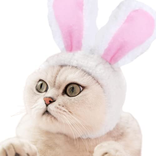 Pet Easter Hat Cute Costume Pet Bunny Rabbit Hat for Cats Small Dogs Easter Party Accessory Headwear for Puppies White