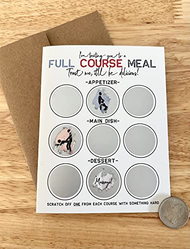 Naughty Scratch Off - FULL COURSE MEAL - Anniversary - Valentines - Birthday - Special Occasion - Folded A2 Card