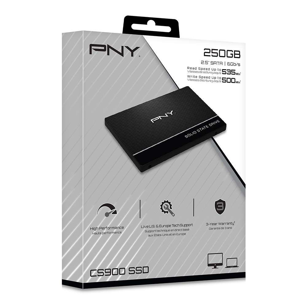 PNY CS900 250GB 3D NAND 2.5" SATA III Internal Solid State Drive (SSD) - (SSD7CS900-250-RB)