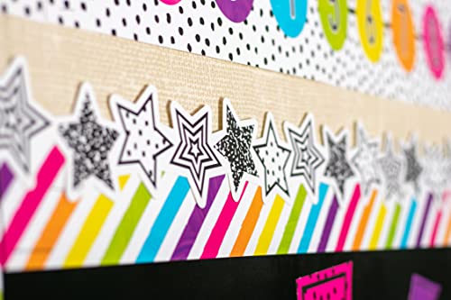 Teacher Created Resources Black and White Stars Die-Cut Border Trim
