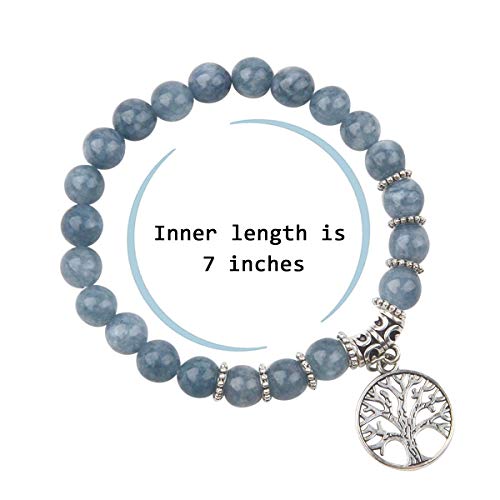 Tree of Life Turquoise Jasper & Tibetan Agate Gemstone Chakra Beaded Bracelet | Beach Charm Bracelet Set - Ocean Jewelry…