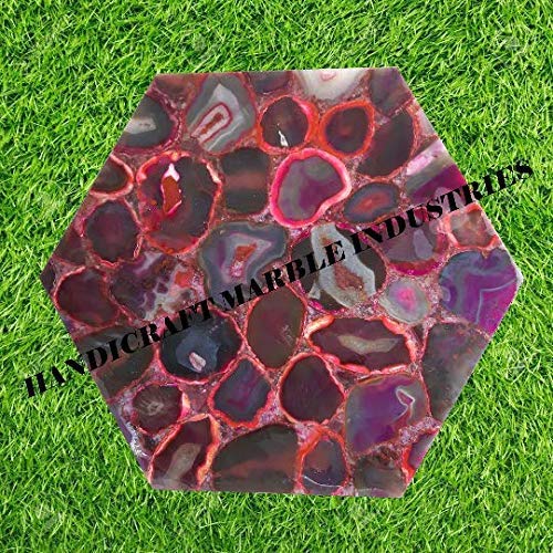 Pink Agate Table Top, Natural Agate Table, Stone Coffee Table Living Room Home Decor New Year's Gift Valentine's Day Gift, Table - Furniture, Agate - Gemstone