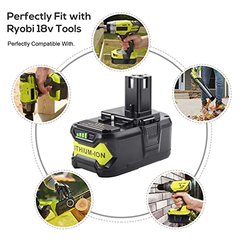 TREE.NB 18V 6.0AH Li-ion Battery Replacement for RYOBI One+ RB18L25 RB18L50 P108 P107 P104 P780 (2 Pack)
