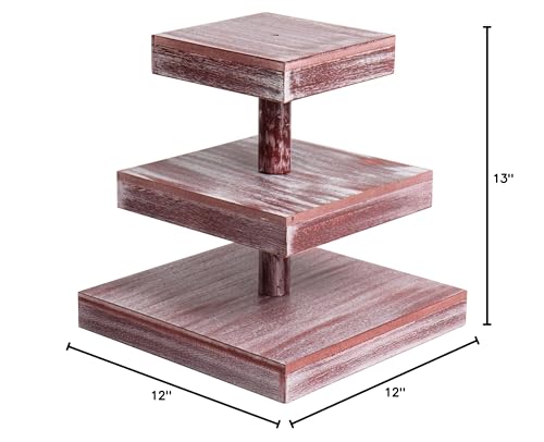 Mind Reader Cupcake Stand, Tiered Tray Stand, Dessert Table Display, Kitchen Tower, Wood, 11.75" L x 11.75" W x 12.75" H, Brown