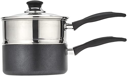 T-fal B1399663 Specialty Stainless Steel Double Boiler with Phenolic Handle Cookware, 3-Quart, Silver