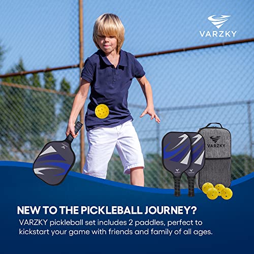 VARZKY Pickleball Paddles Set of 2 - USAPA Carbon Fiber Paddles with Advanced Polymer Honeycomb Core Technology - Lightweight Paddles with Anti-Slip Cushioned Grip - Beginners and Professional