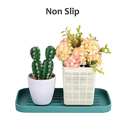 Silicone Kitchen Sink Organizer, Sponges Holder, Soap Rack 9.96 x 5.24 Inches, Silicone Tray for Sponge, Dispenser, Scrubber and Other Kitchen and Bathroom Accessories Color Teal Pack 2