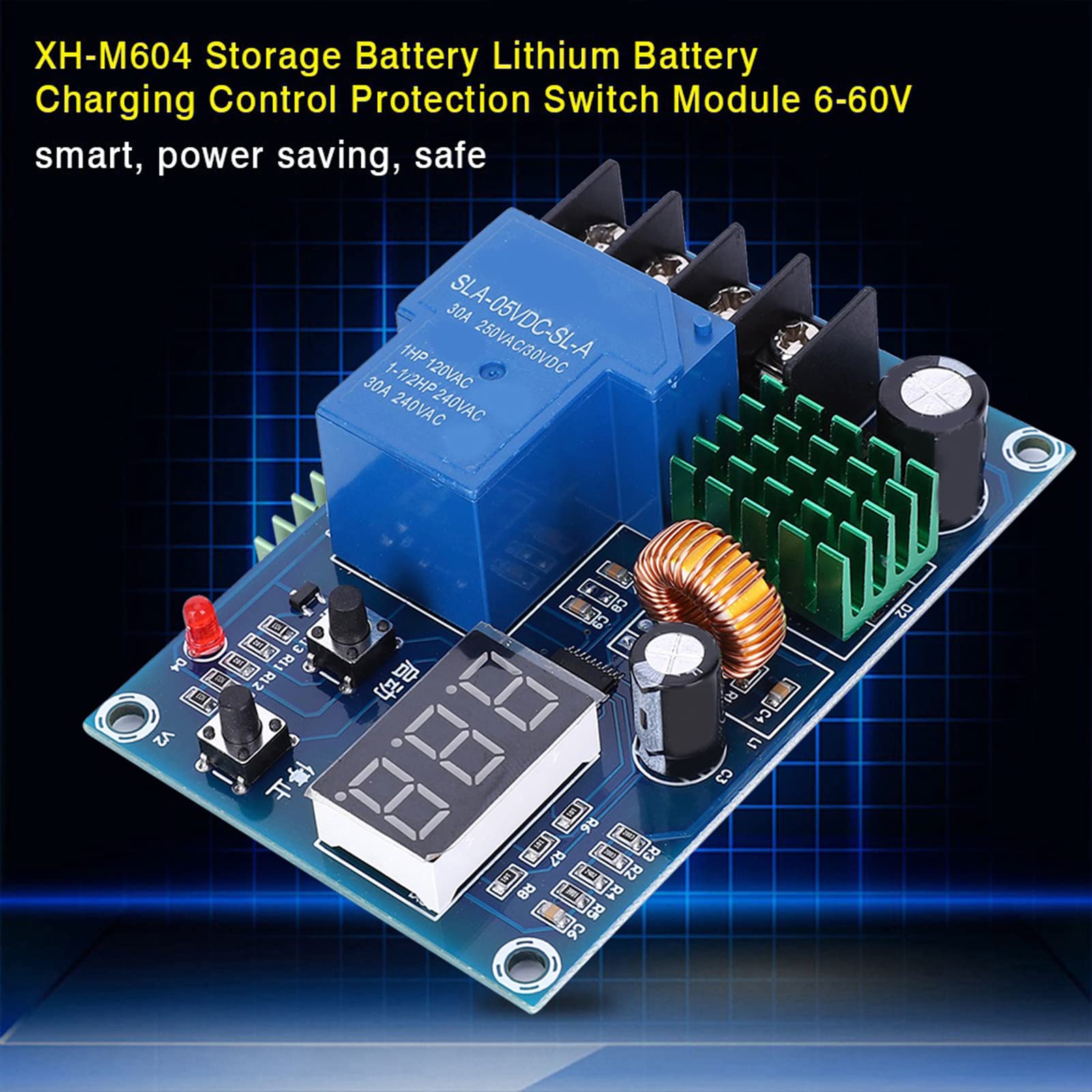 Oumefar XH-M604 Charger Protection Board DC 6-60V Battery Charging Control Module with Digital Display for Home Charger Solar Energy