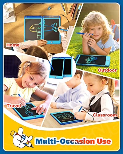 TEKFUN 2 Pack LCD Writing Tablet for Kids, 8.5 Inch Blue+Blue Doodle Board Drawing Board Reusable Drawing Tablet with Lanyard, Educational Kids Toddler Toys Birthday Gift for Boys Girls 3-12 Years Old