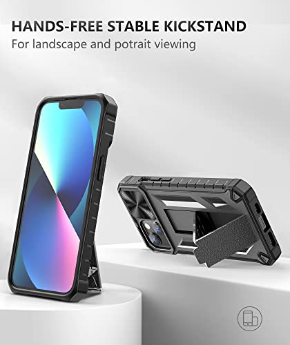 SOiOS for iPhone 13 iPhone14 Case with Stand: iPhone 13 iPhone14 Cover with Kickstand | Shockproof Military Grade Protective Cell Phone Case | TPU Durable Rugged Bumper Textured Matte Hybrid Design