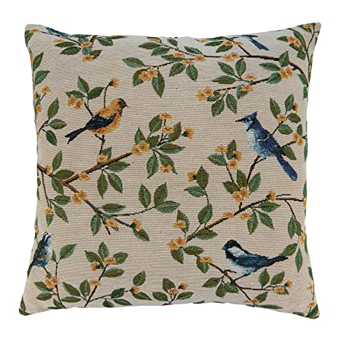 SARO LIFESTYLE Jacquard Bird Throw Pillow with Poly Filling, Multi, 18"