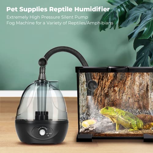 Simple Deluxe Reptile Terrariums Humidifier Fog Machine Mister, Silent High Pressure with Adjustable Output Knob, Auto Shutdown for Reptiles/Amphibians, Herbs, Vivarium, Upgraded Gear 2.2L