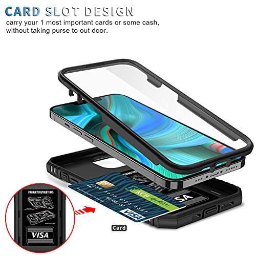 Pompvla for iPhone 13 Pro Max Case,with 2 Tempered Glass Screen Protectors,Built-in Magnetic Kickstand Ring Camera Cover,Military Grade Drop Protection Shockproof Heavy Duty Protective Man 6.7'' Black