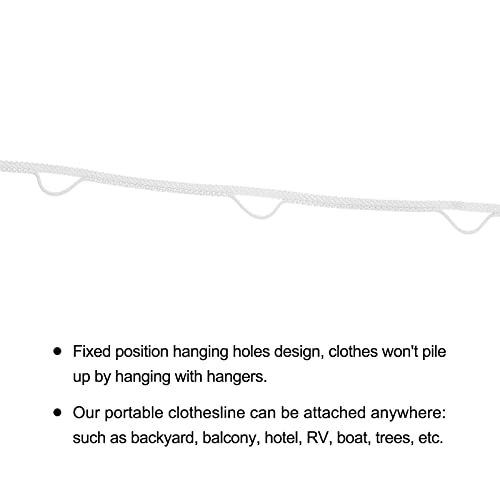 uxcell Portable Clothesline, 2Meter/6.56ft Nylon Windproof Non-Slip Washing Line Rope for Backyard Outdoor Travel Camping Laundry Drying, White 2 Pcs