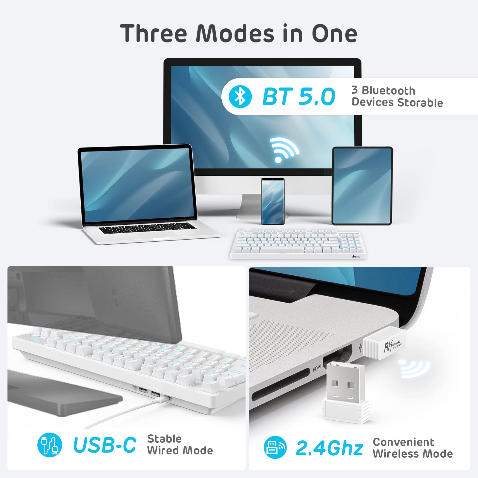 RK ROYAL KLUDGE RK89 85% Triple Mode BT5.0/2.4G/USB-C Hot Swappable Mechanical Keyboard, 89 Keys Compact Mechanical Keyboard with Detachable Frame & Software (Hot-Swappable Brown Switch, Black)