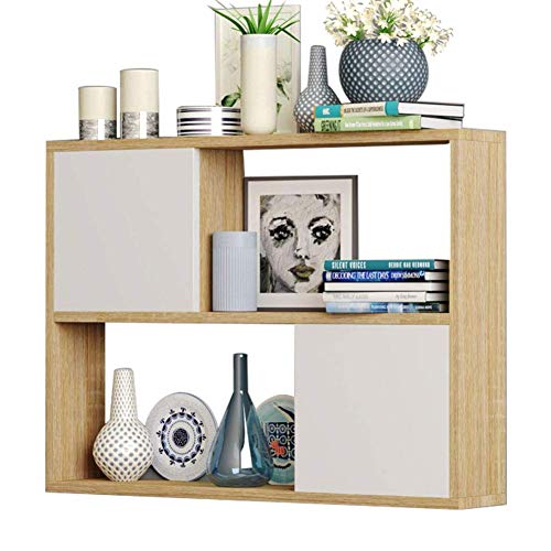 PIBM Stylish Simplicity Shelf Wall Mounted Floating Rack Shelves Solid Wood with Door Bookshelf Show Bearing Strong Living Room Bedroom - 4 Colors, b , 80x20x65cm