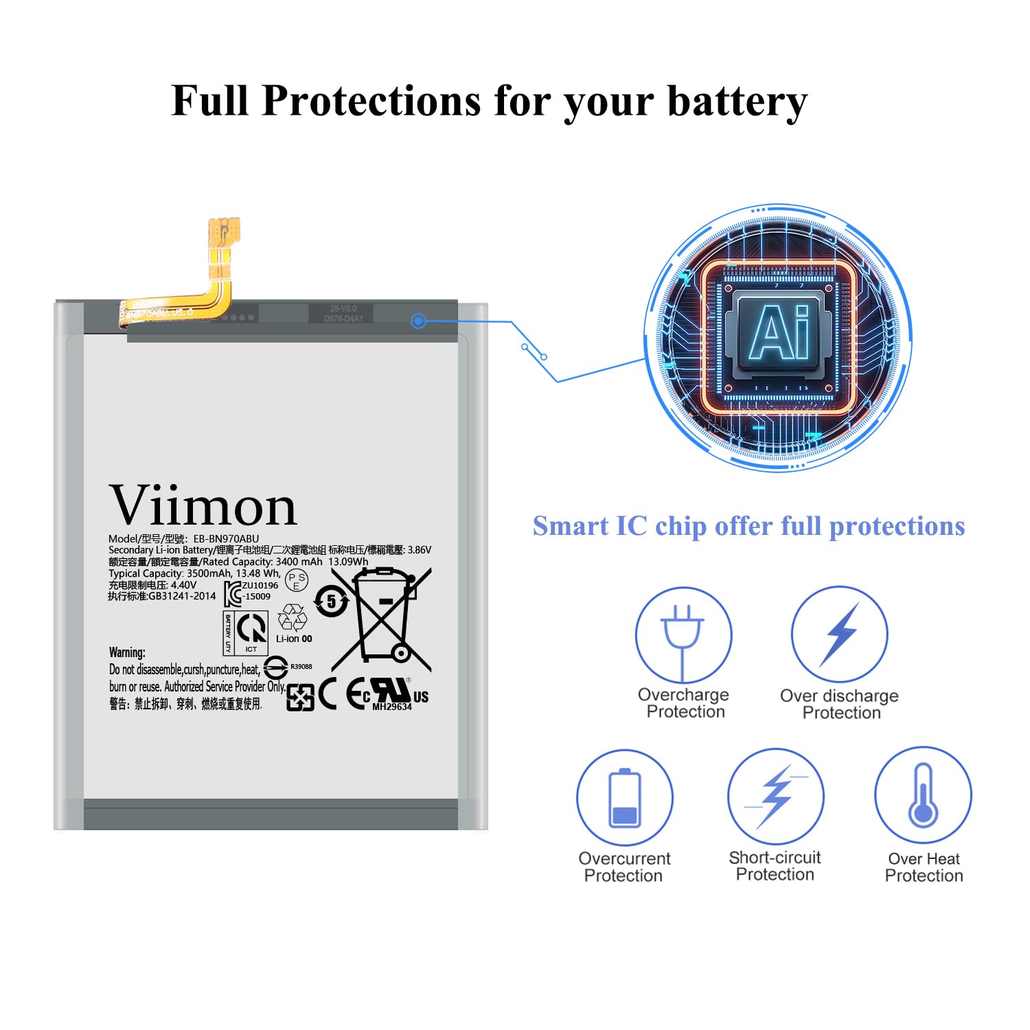 Viimon Note 10 Battery Replacement Kits (New Upgraded) for Samsung Galaxy Note 10 SM-N970U All Models with Adhesive and Repair Tool Kits