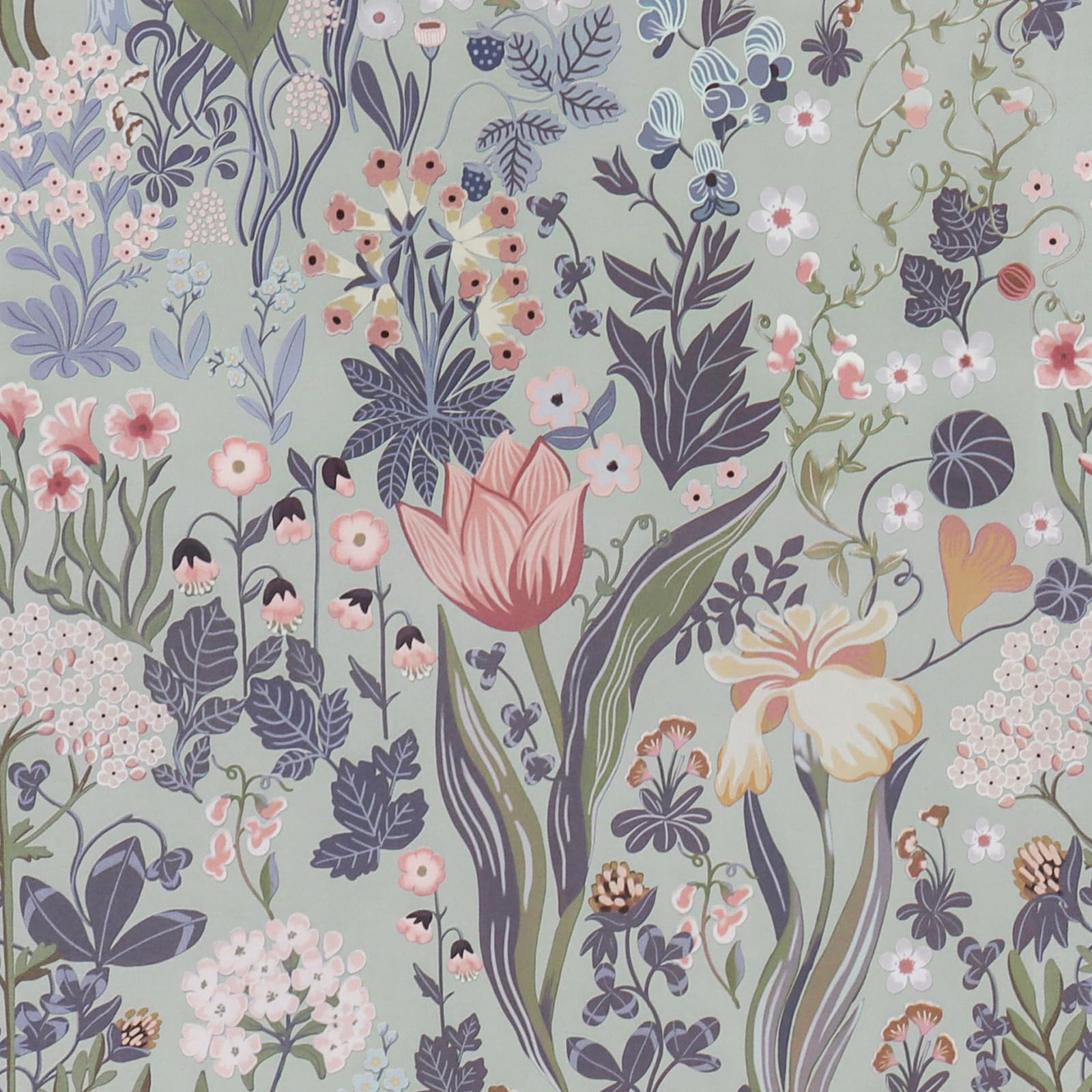 Toduso Peel and Stick Wallpaper Vintage Wallpaper Gray Purple Wallpaper Floral Contact Paper Removable Wallpaper 17.3"x78.7" Leaf Flower Self Adhesive Wallpaper for Bedroom Drawer Decor