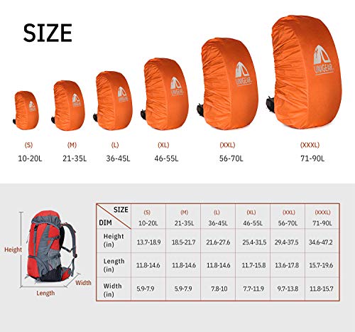 Unigear Backpack Rain Cover Waterproof Rating 5000mm, Ultraportable and Durable with 2 Anti-Slip Buckle Strap, Integrated Carry Pouch Design
