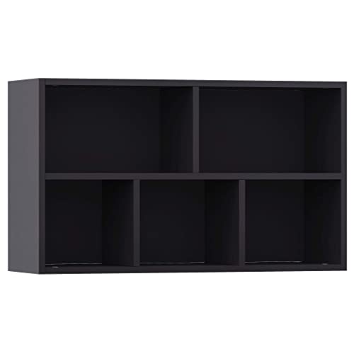 WIFESE Bookshelf Book Cabinet 19.7"x9.8"x31.5" Cubby Storage Organizer Record Player Stand Bookcase with Doors Bookshelf with Cabinet Storage Shelf for Living Room Small Cabinet Gray