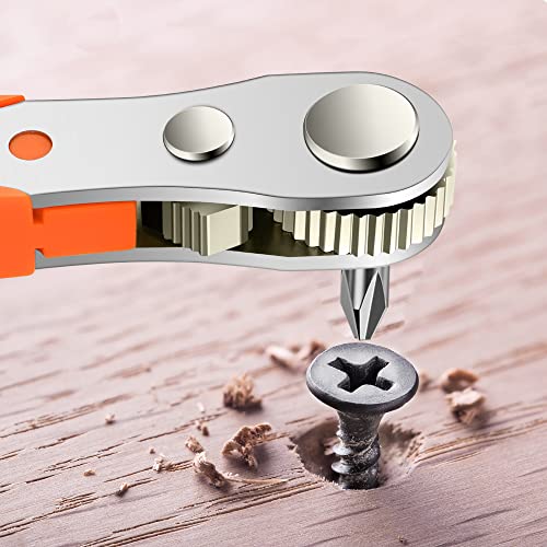 OSDUE Mini Ratchet Wrench,Right Angle Phillips Magnetic Screwdriver for Tight Spaces with 1/4" Drive High Torque Offset Reversible Mini Ratchet Offset Screwdriver for Tight Areas (1 Pc Ratchet Wrench)