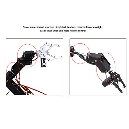 Robot Mechanical Arm, Aluminum Plate 6DOF Manipulator Robot Arm Metal Gear Flexible Steering for Industrial Robot Parts